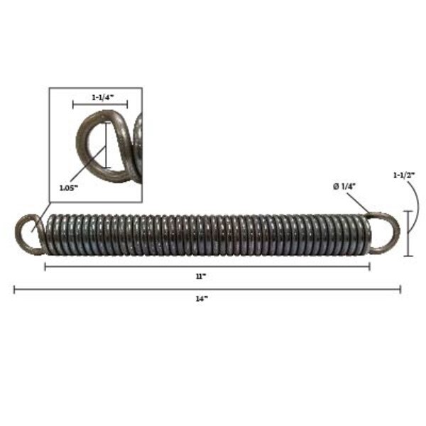 Cable Spring with Closed Loop - 11" x 1/4" Bare I Spring Creek Products