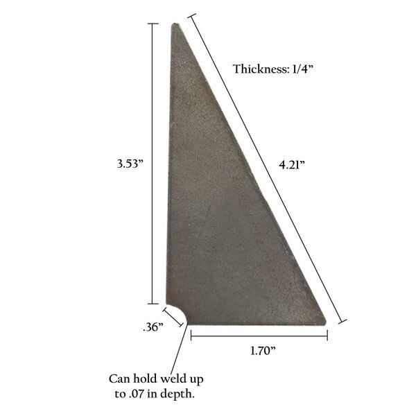 Triangular Die Cut 2" x 4" x 1/4" with Weld Notch | Spring Creek Products