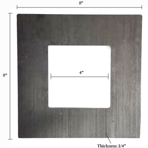 Square Plate 8" X 1/4" with Square - Fits 4" Square | Spring Creek Products