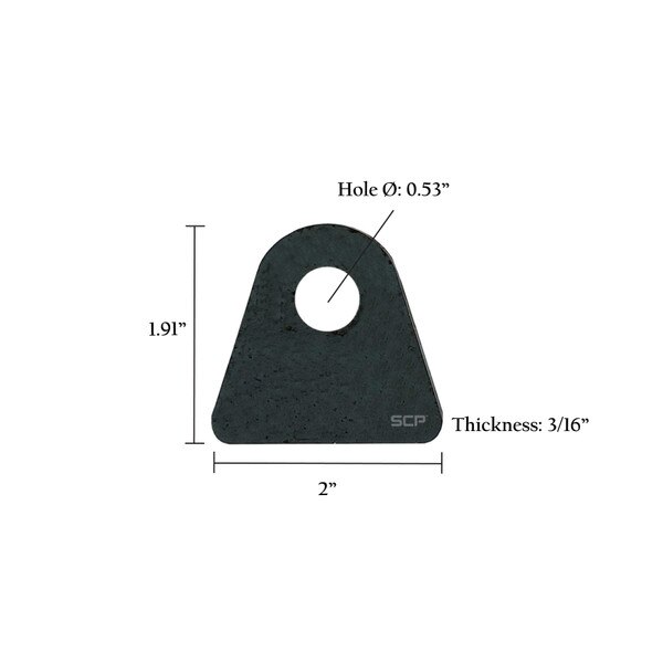 Triangular Flat Surface Mount Tab - 2" X 1.91" X 3/16" With 0.53" Hole ...
