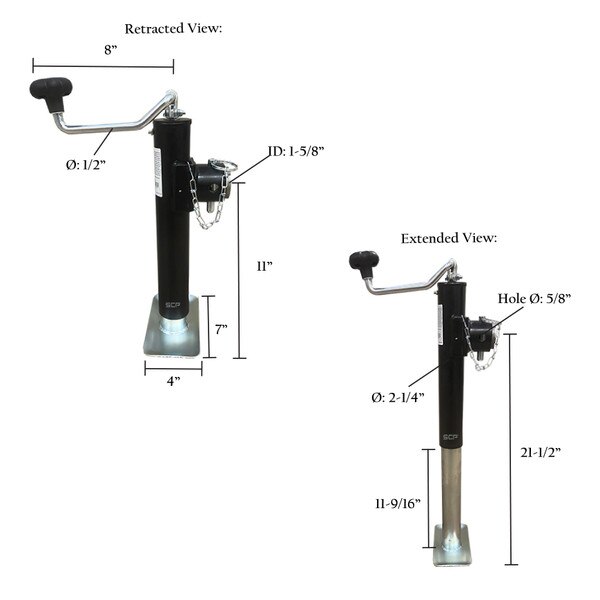 Trailer Jack - Round Side Pipe Mount Swivel Jack W/ Footplate, Weld on ...
