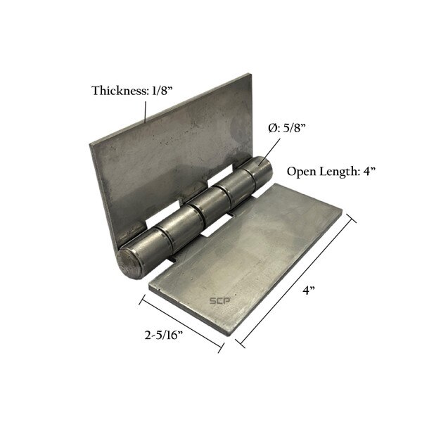 Flat Hinge 4"X4" With 0.375" Pin 11GA - 304 Stainless Steel | Spring ...
