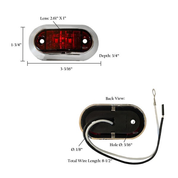 Trailer Light - 2.6" X 1" Surface Mount Marker Light - Chromed ...