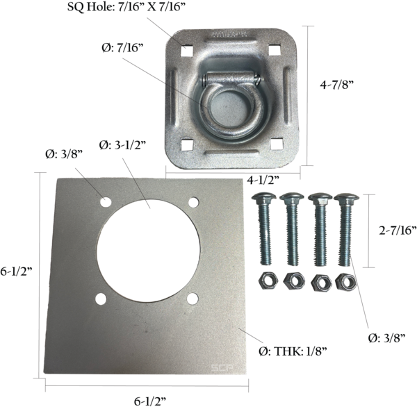 Lashing Ring 5/16" with Back Plate - 6,000# | Spring Creek Products